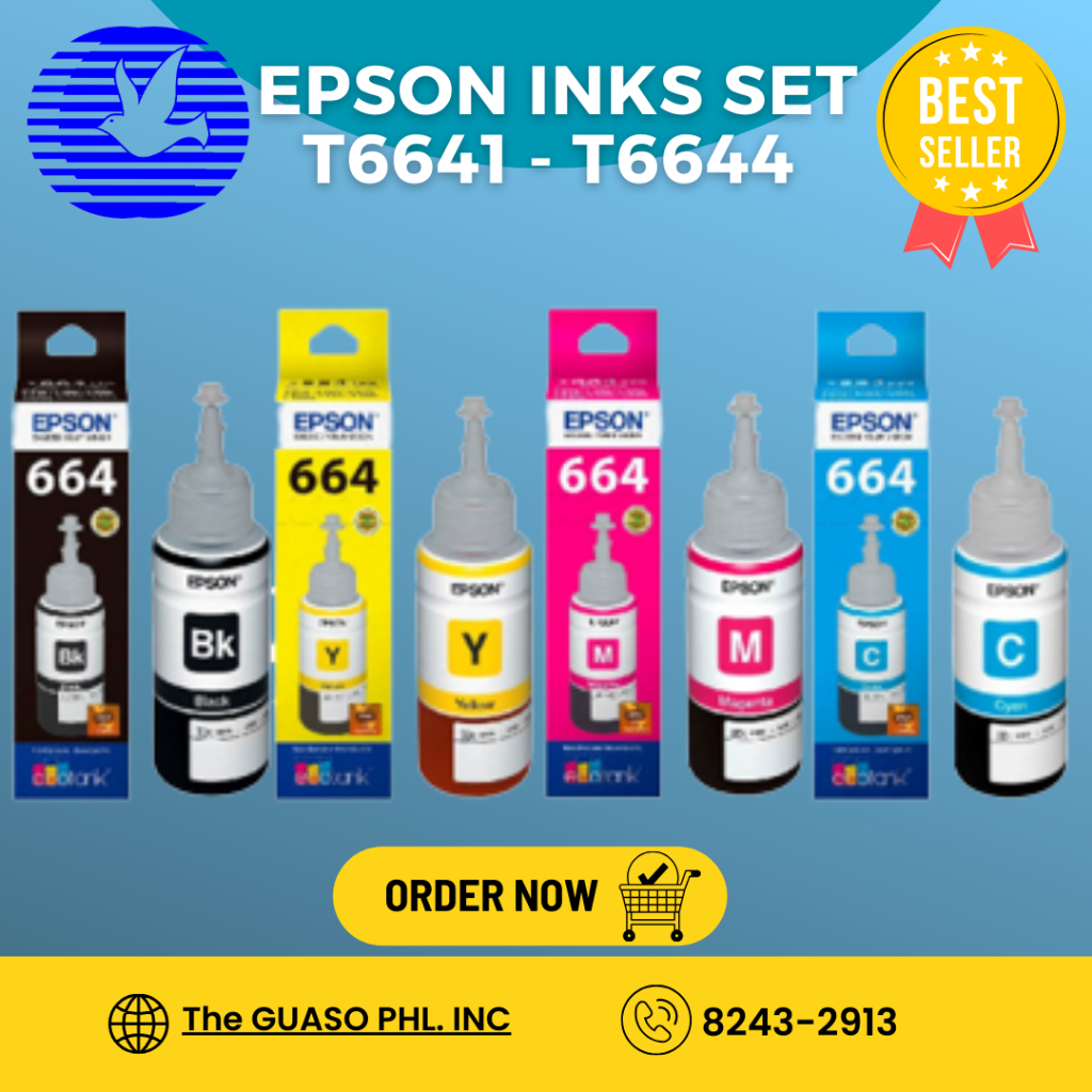 Epson Original Ink Bottle T6641-T6644 (Black,Cyan,Magenta,Yellow ...