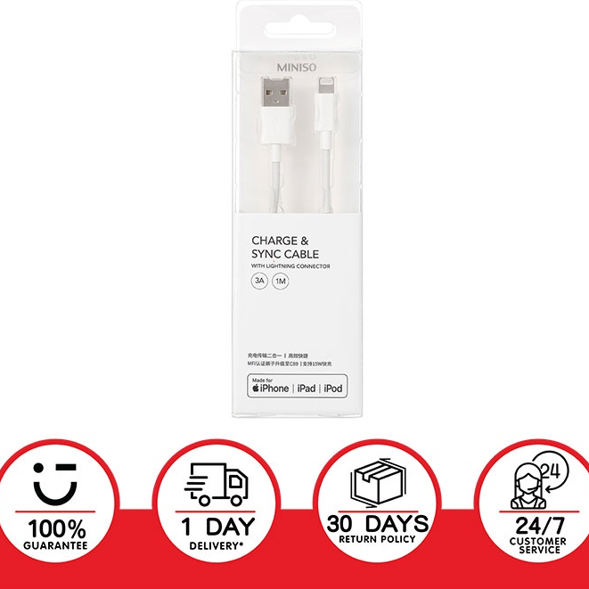 Miniso 1M Fast Charge With Lightning Connector | Shopee Philippines