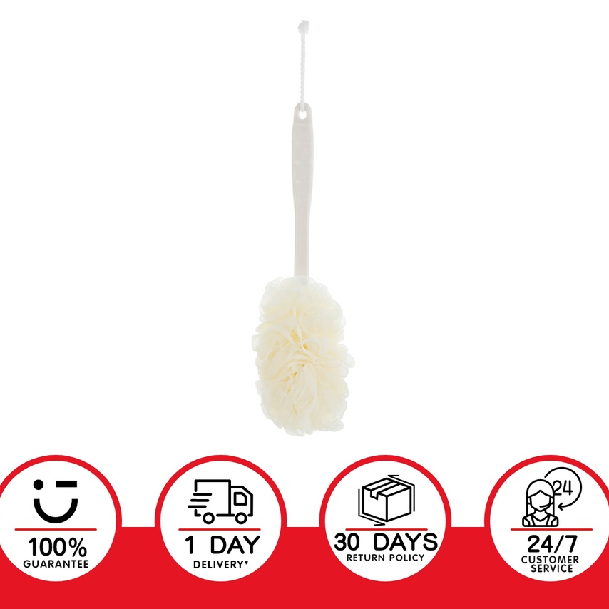 Miniso Body Scrub Bath Back Brush Shower Loofa Mesh Ball With Long ...