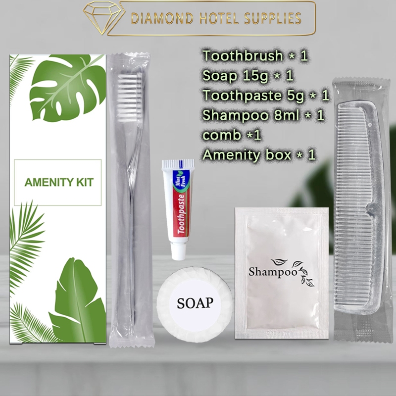 100 Sets Guest Kit Hotel Supplies 6 in 1 Toothbrush Toothpaste Shampoo ...