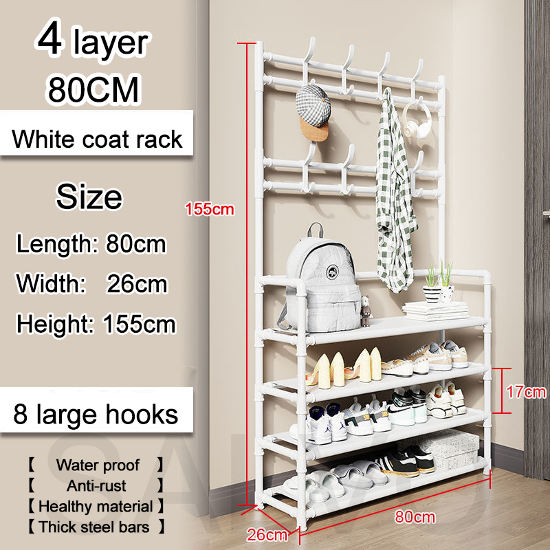 SALVO Multi-Layer Multifunctional Shoe Rack Organizer Simple Floor Coat ...