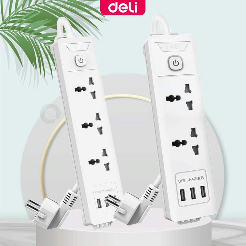 Deli 2M With 3 USB Universal Socket Extension Moveable Electrical With ...