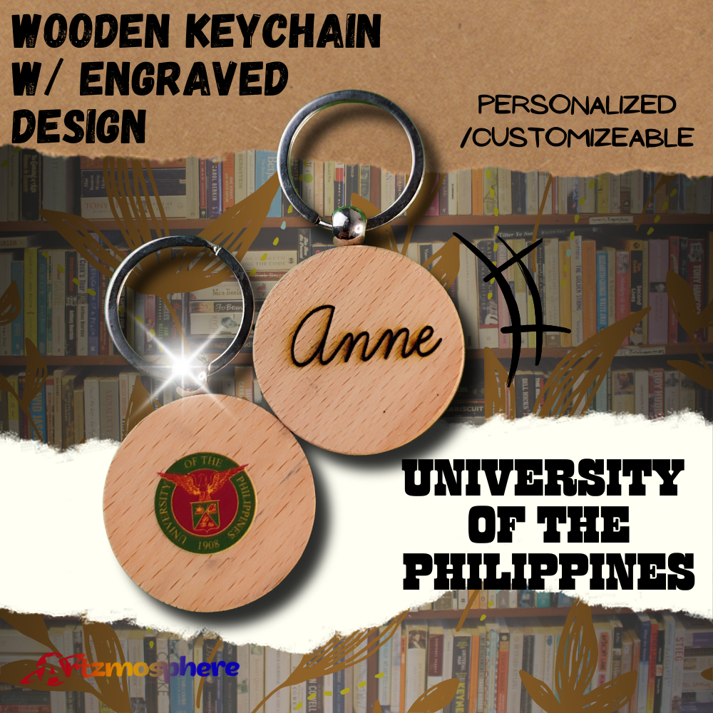 University of the Philippines Keychain Wooden - Laser Engraved Design ...