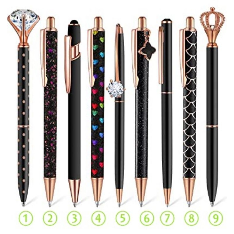 Fancy Metallic Ballpoint Pens Set with Black Ink Pretty Cute Pens Fancy ...