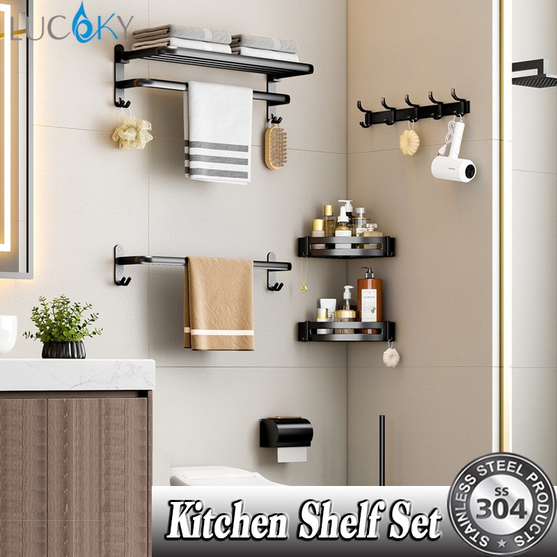 Bathroom Towel Rack Stainless Steel Bathroom Accessories Bathroom Shelf ...