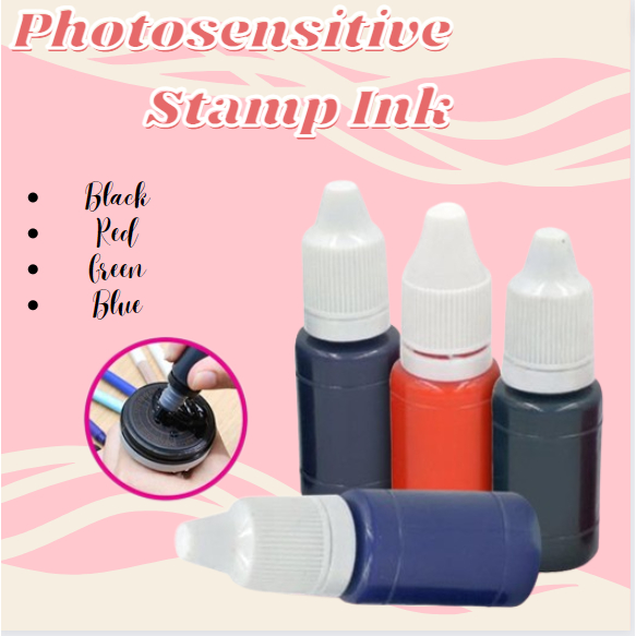 Photosensitive Stamp Ink 10ML (4colors) || Blue / Black / Red / Green ...