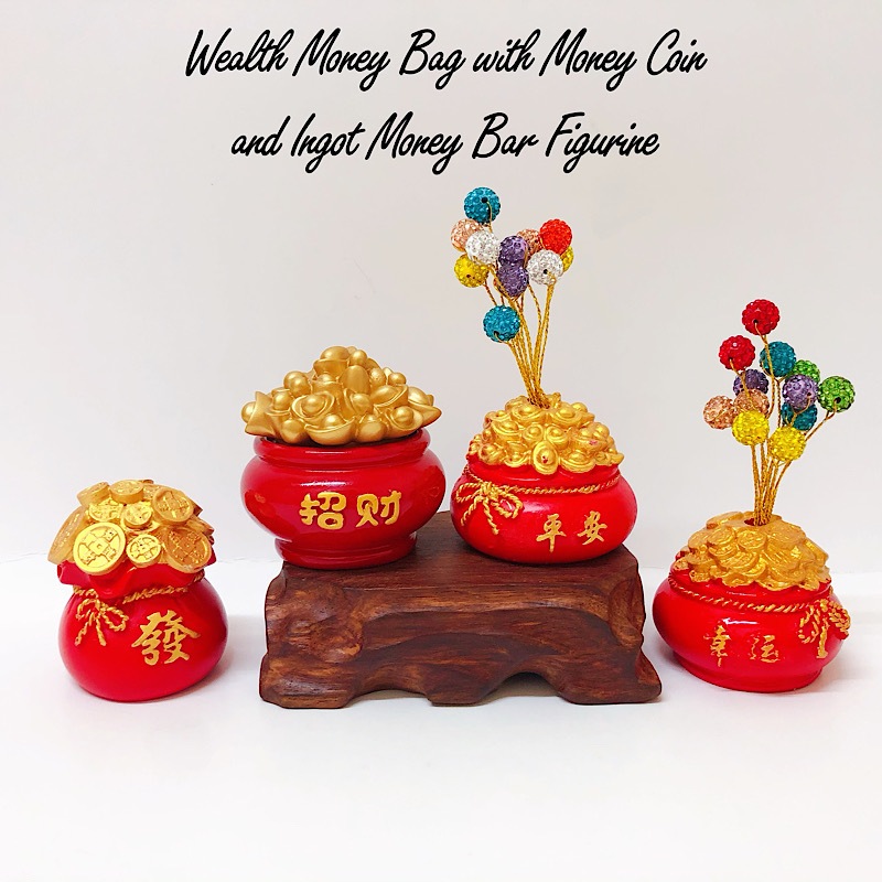 Fengshui Lucky Wealth Money Bag with Money Coin and Ingot Money Bar ...