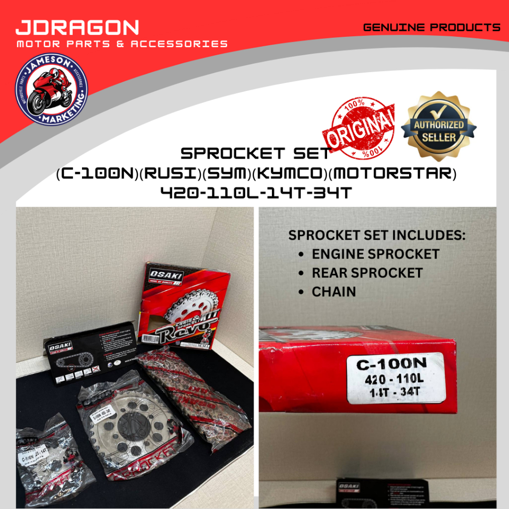 OSAKI REVO CHROME CHAIN & SPROCKET SET/KIT FOR C-100N,RUSI,SYM,KYMCO ...