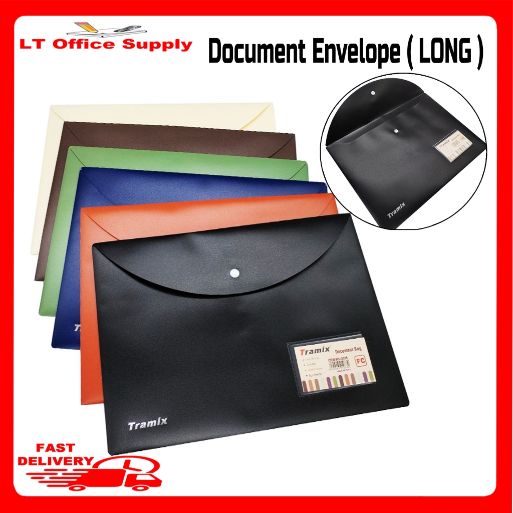 Tramix Plastic Document Envelope Snap Botton Long size (36x26cm ...