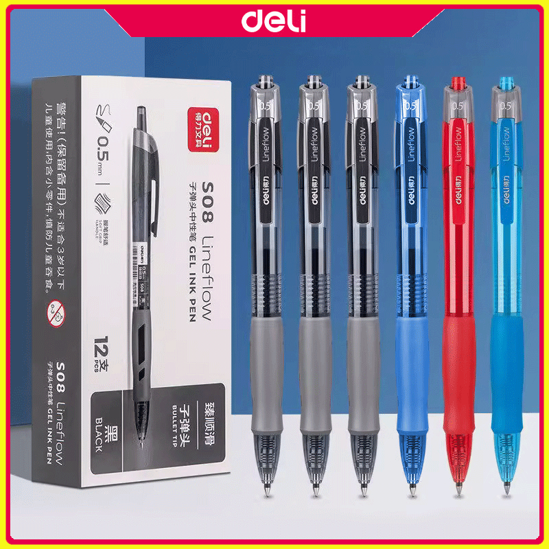 Deli Press Gel Pen 0.5mm Sign Writing Pen Stationery Office & School ...