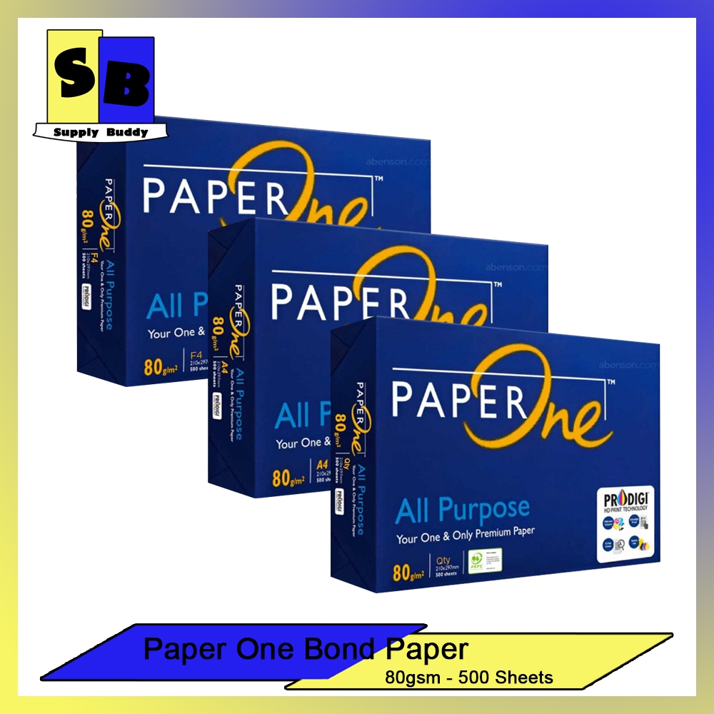 Paper One Bond Paper ( Short / A4 / Long ) 80gsm 500Sheets | Shopee ...