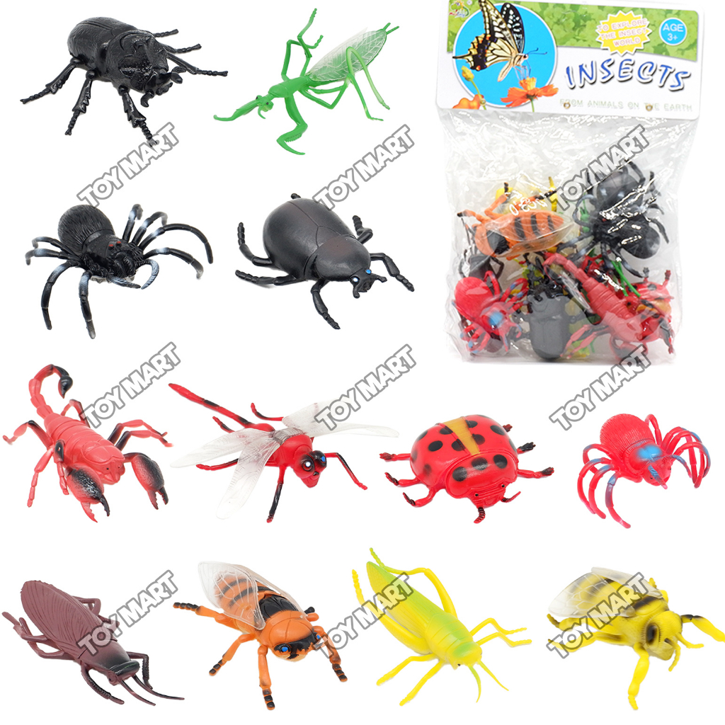 12 pcs Toy Bug Figure Educational Toy Playset: Ants, Grasshoppers, and ...