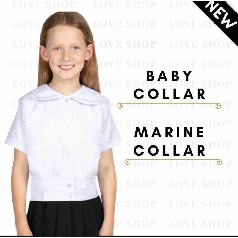 WHITE BLOUSE FOR KIDS SCHOOL UNIFORM FOR GIRL BABY COLLAR | Shopee ...