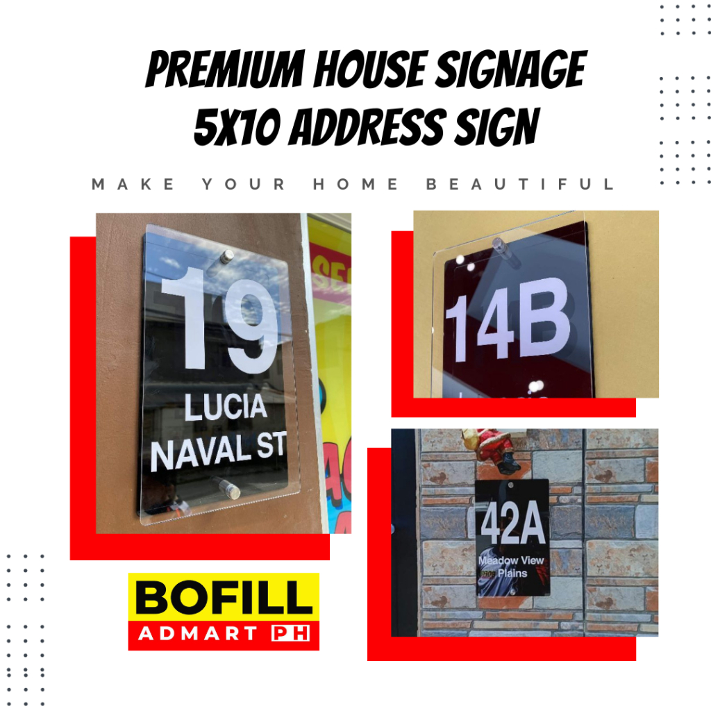 CUSTOMIZED ADDRESS PLATE/HOUSE NUMBER DOUBLE LAYER W/ BOLTS 5X10 INCHES ...