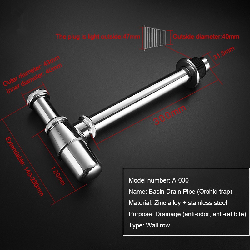 Brass P Trap Basin Sink Waste Trap Drain Tube Kit Adjustable Height ...