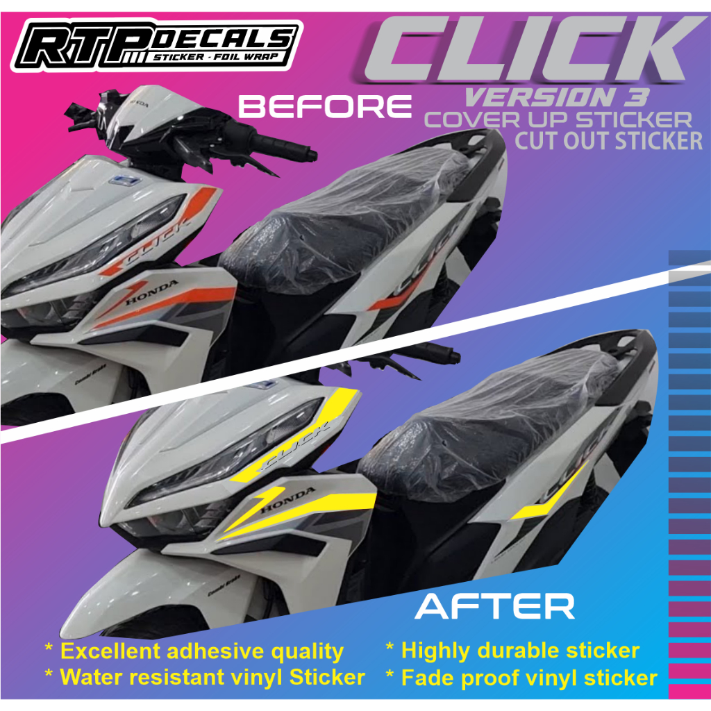 COVER UP DECALS STICKER FOR HONDA CLICK V3 AVAILABLE ANY COLORS (NEW ...