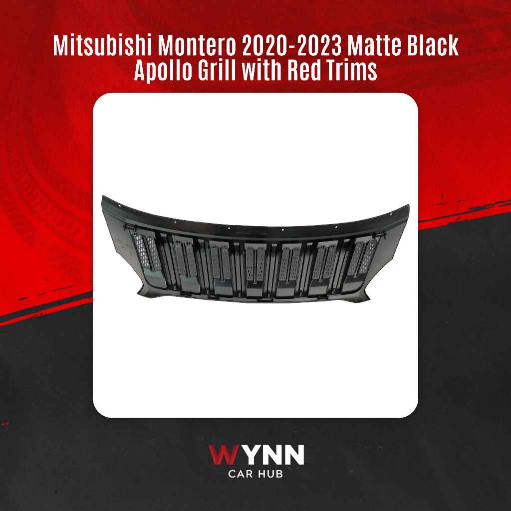 Mitsubishi Montero 2020-2023 Matte Black Apollo Grill with Red Trims ...