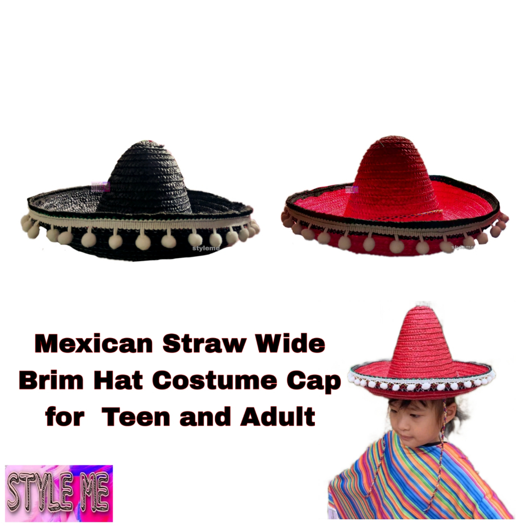 Straw Quality Mexico / Mexican Hat Long Brim Cosplay Roleplay For Teens ...