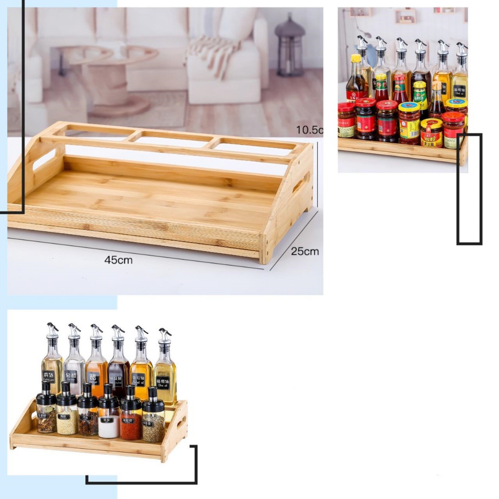 Kitchen Bamboo Wood Shelf Round Square Wooden Oil Bottle Rack Oil ...
