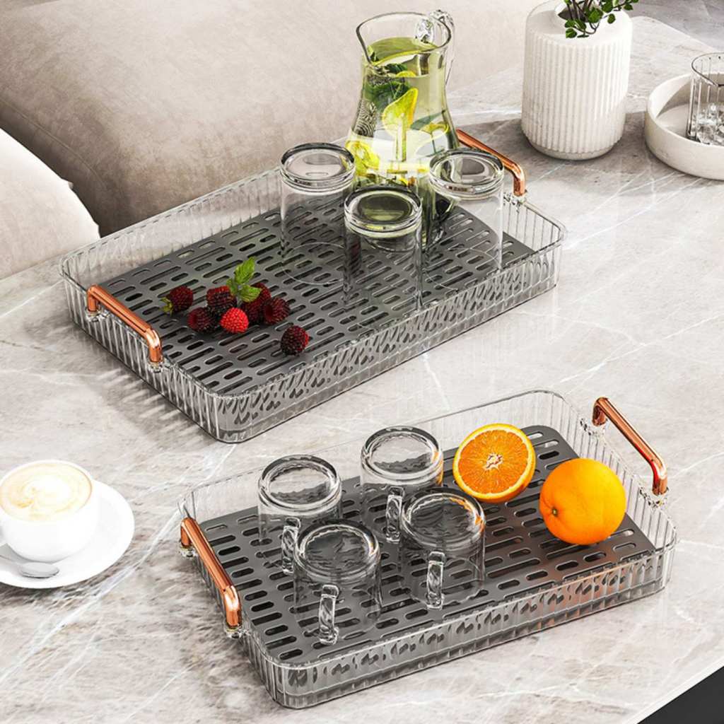 Transparent Coffee Table Serving Tray with Handles for Party, Kitchen ...