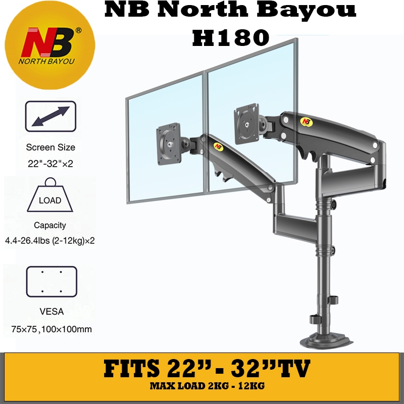 Nb North Bayou H180 22-32'' Monitor Desk Mount Stand Full Motion Swivel ...