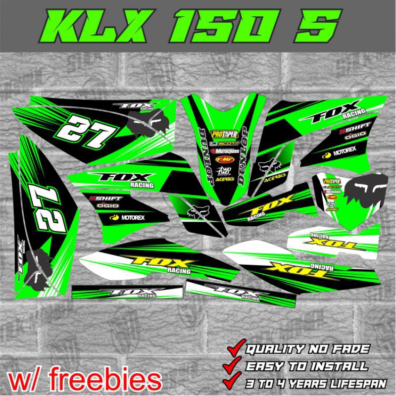 Kawasaki klx 150s decals sticker, laminated | Shopee Philippines