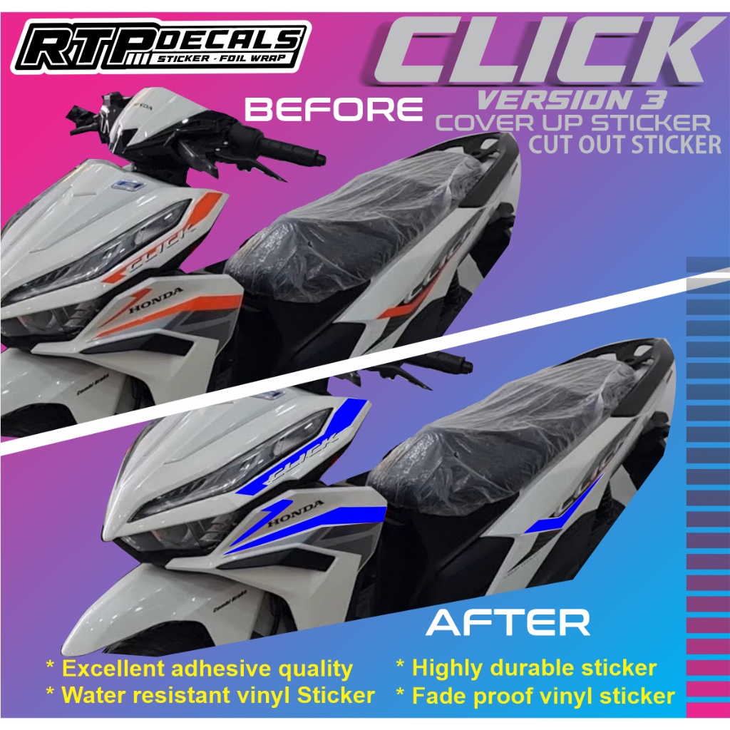 COVER UP DECALS STICKER FOR HONDA CLICK V3 AVAILABLE ANY COLORS (PPH ...
