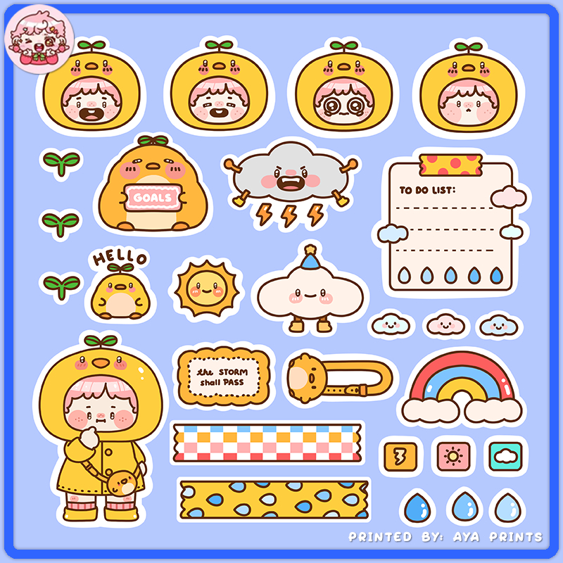 Yellow Rainy Days Stickers - Adorable Rainy Season Designs by Satchi ...