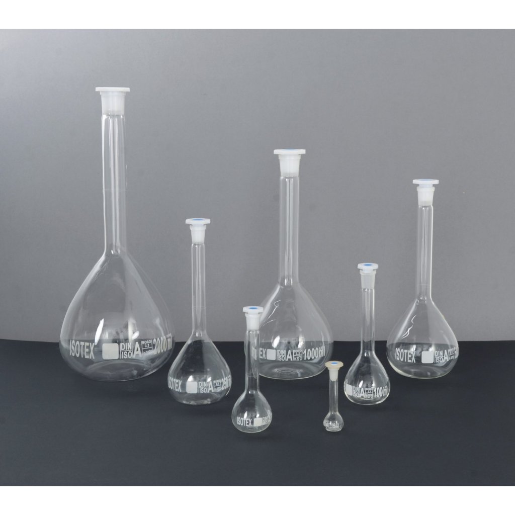 VOLUMETRIC FLASK CLEAR WITH GLASS STOPPER AMBER PRINT GRADE A | Shopee ...