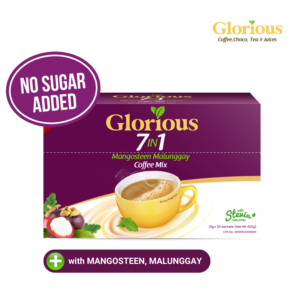 GLORIOUS 7IN1 COFFEE MIX WITH MALUNGGAY AND MANGOSTEEN (20 Sachets ...