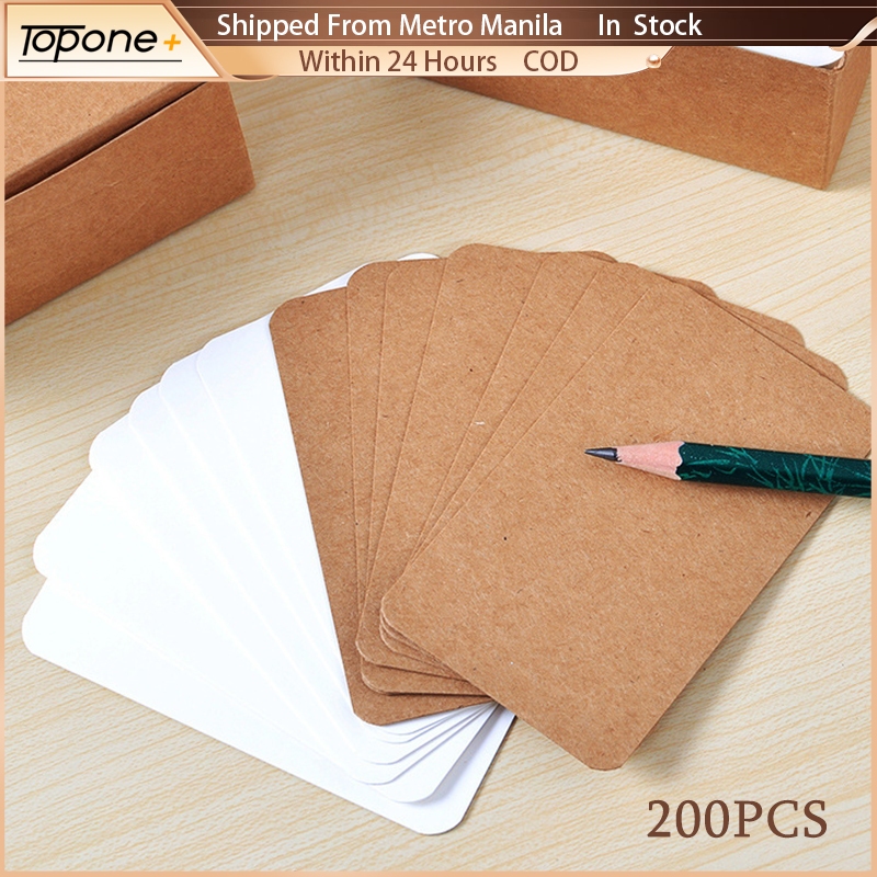 200pcs DIY Blank Greeting Card Kraft Paper Message Card Postcards Hand ...