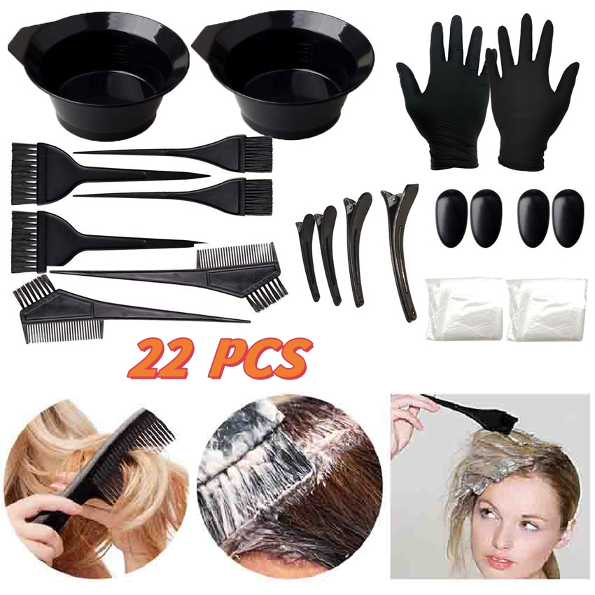 22/9pcs Hair Dye Coloring Kit Hair Tinting Bowl Brush, Ear Cover ...