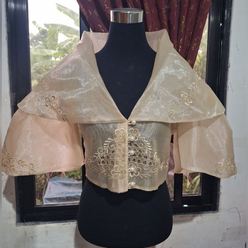 Modern Filipiniana Maria clara top pinya organza | Shopee Philippines