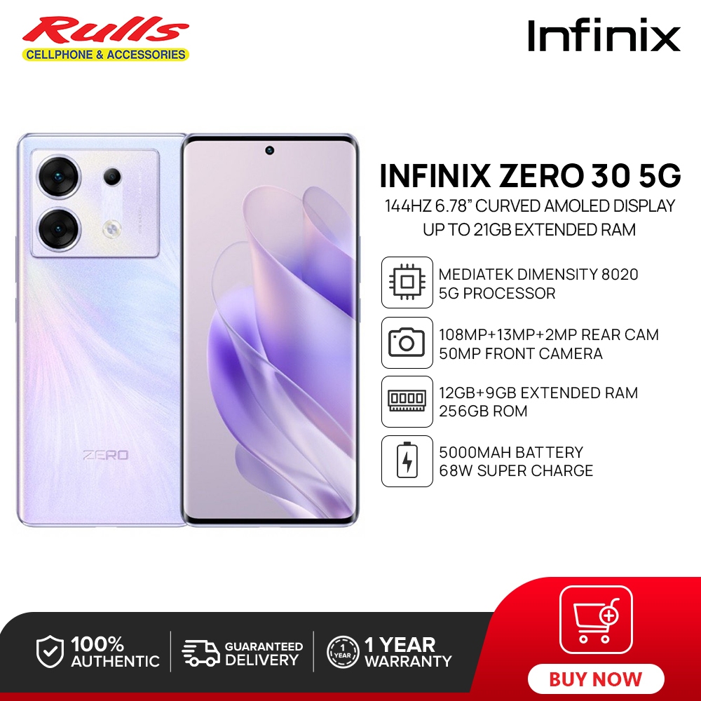 Infinix Zero 30 5G Smartphone | 12+9GB Extended RAM+256GB ROM | Dimensity 8020 Processor ...