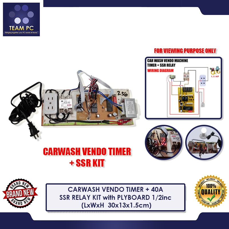 TEAM PC CARWASH VENDO TIMER + 40A SSR RELAY KIT with PLYBOARD 1/2inc ...
