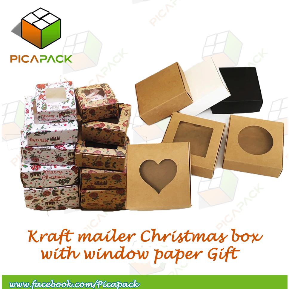 10pcs kraft mailer box with window paper Gift Packaging For Wedding ...