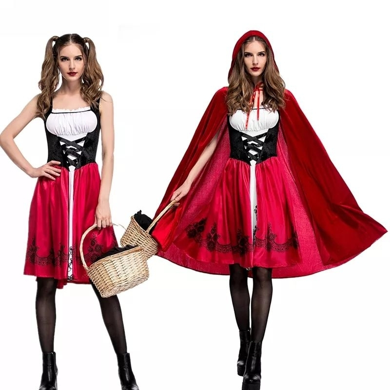 Cosplay Halloween Adult Women Little Red Riding Hood Hooded Costume ...