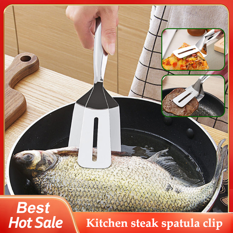 Stainless steel food tongs Frying Shovel Clip Fried Fish Steak Shovel ...