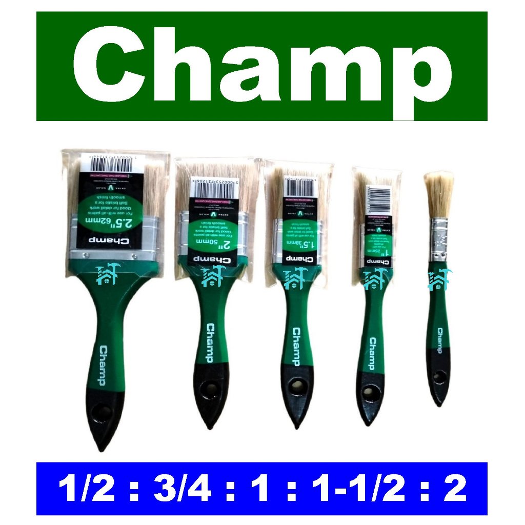 CHAMP PAINT BRUSH HEAVY DUTY 1/2 3/4 1 1-1/2 2 2-1/2 | Shopee Philippines