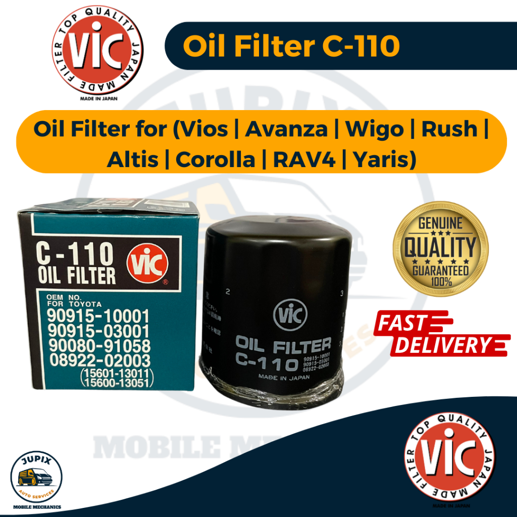 VIC Oil Filter C-110 for Vios | Avanza | Wigo | Rush | Altis | Corolla ...