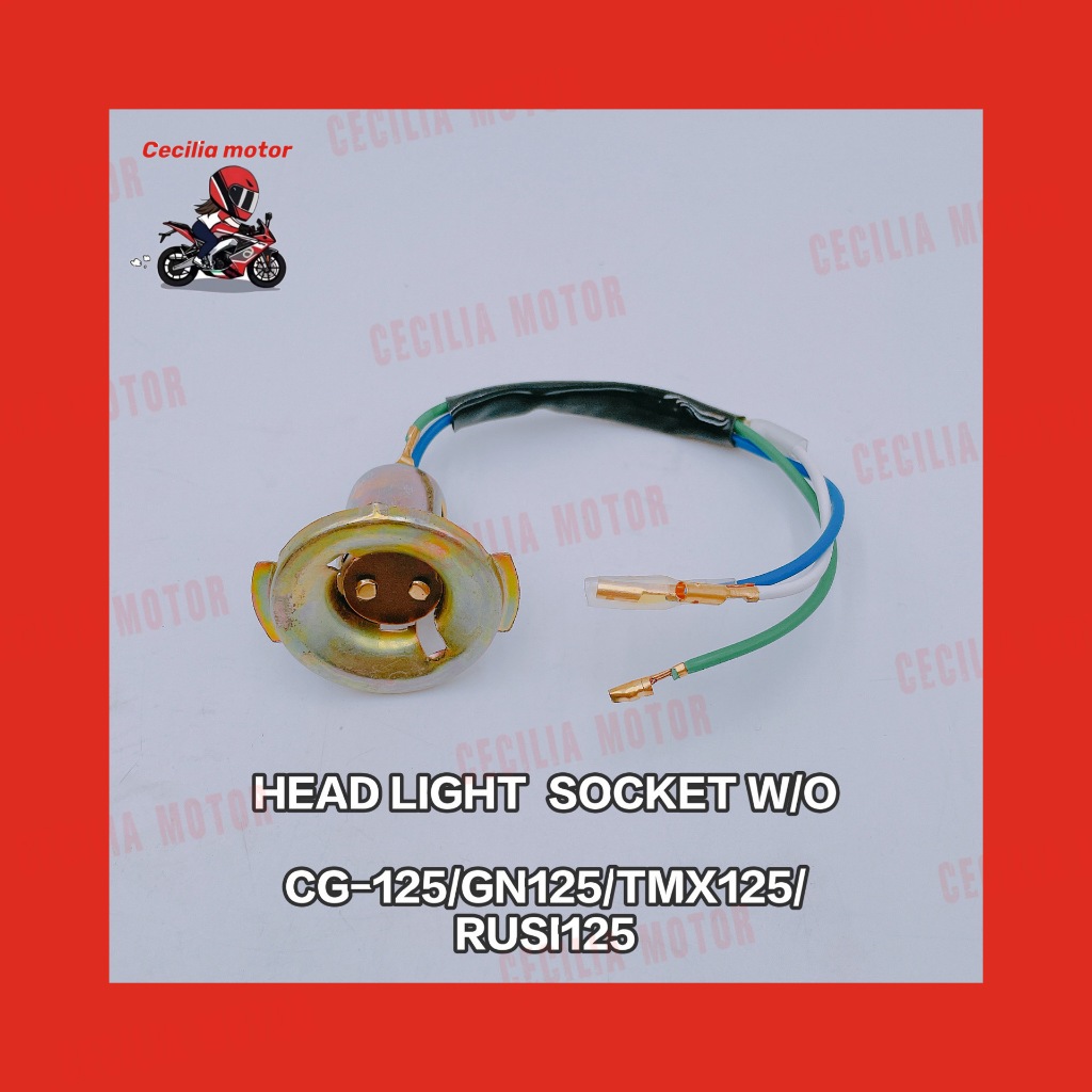 MOTORCYCLE HEAD LIGHT SOCKET W/RUBBER HD3 RS-100 TMX-125 XRM BAJAJ TMX ...