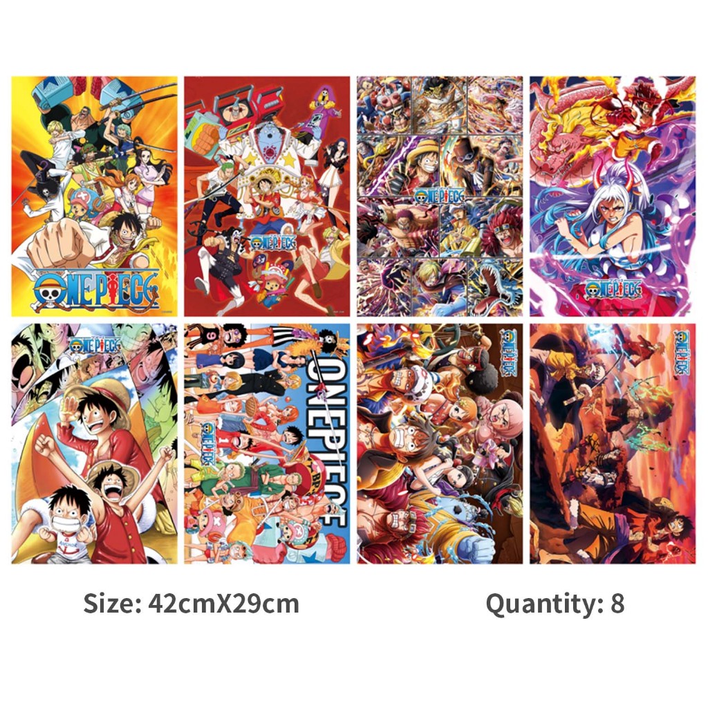 8pcs One Piece Poster Set Anime Posters Wall Decoration Gifts Wallpaper ...