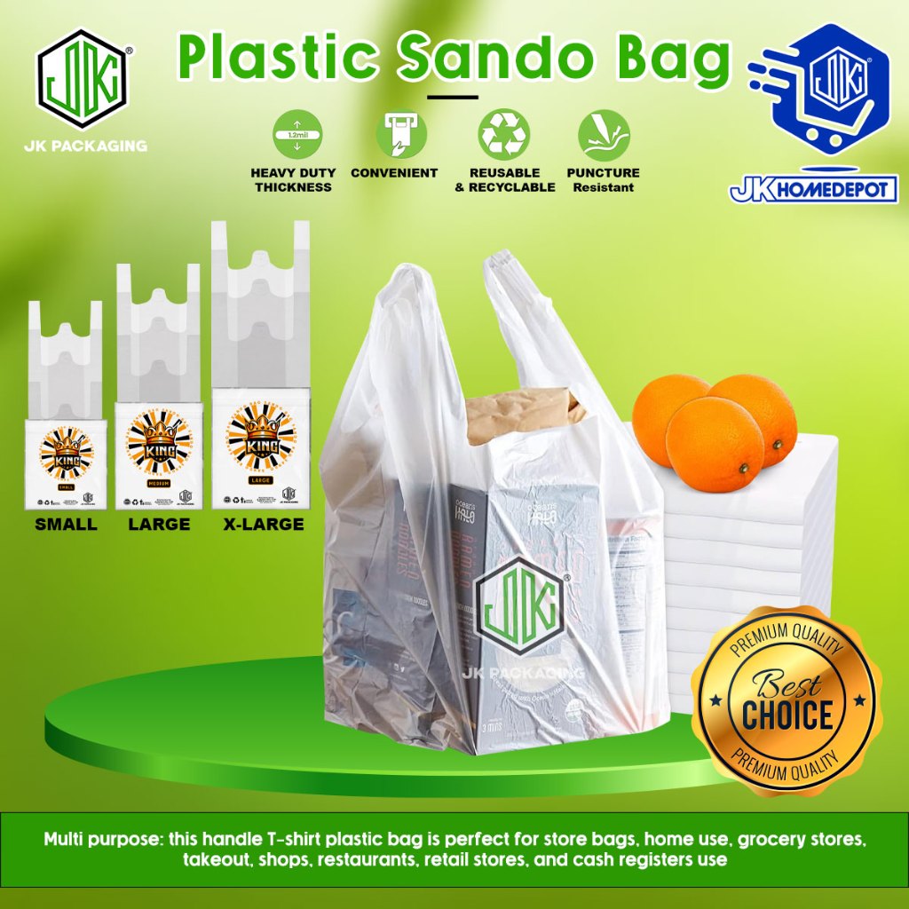 Kingwhite White Plastic Sando Bag [ 100 PCS. ] Small, Medium, Large K ...