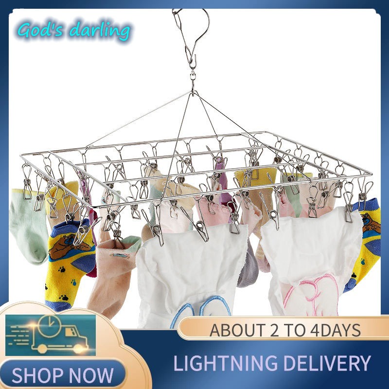 40 Clips Drying Racks Hanger Stainless Steel Clothes Hanger Clips ...