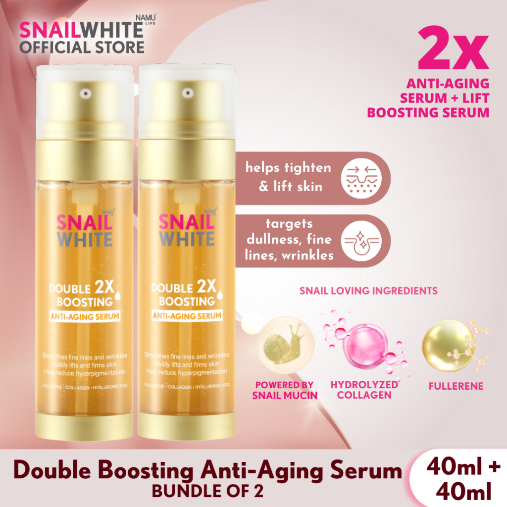 SNAILWHITE Double Boosting Serum Anti-Aging 40ml+40ml Bundle of 2 | Shopee Philippines