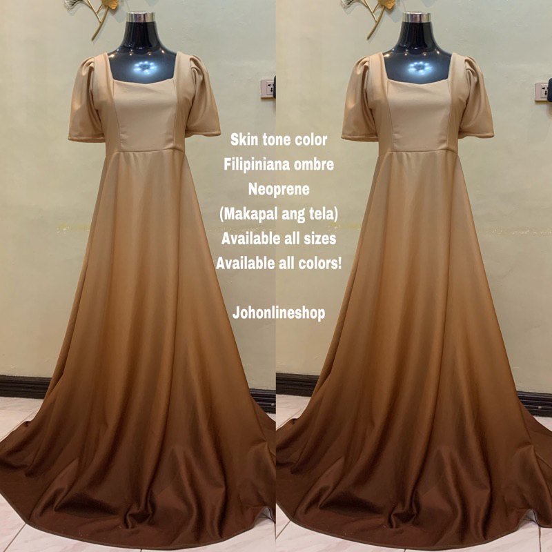 modern filipiniana puff up gown brown ombre for entourage | Shopee ...