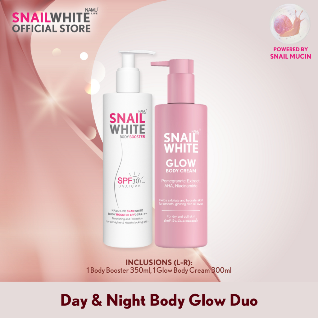 SNAILWHITE Day & Night Body Glow Duo (Body Booster, Glow Body Cream ...