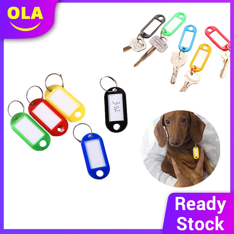 50 Pcs Plastic Key Tags Key Chain ID Tags Key Label Tags with Split ...