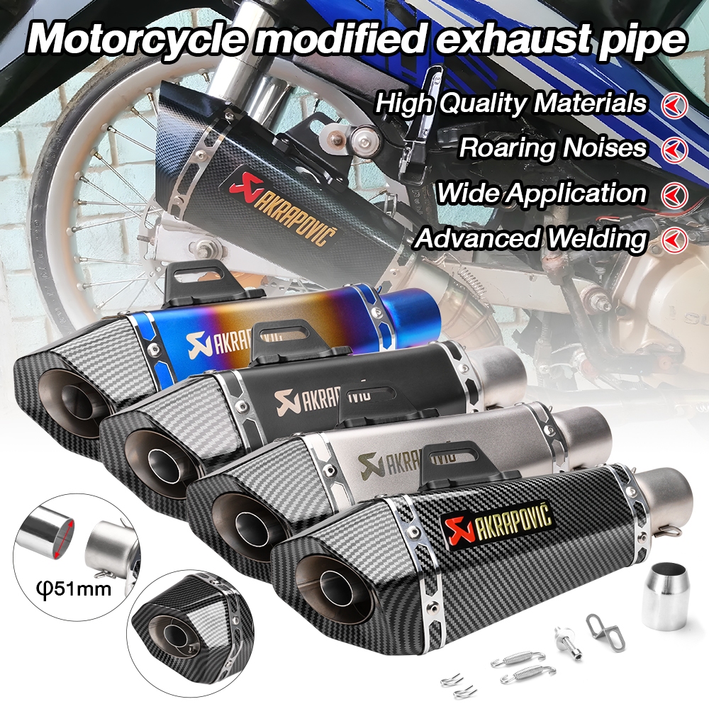 Spot 38-51mm Akrapovic Slant Exhaust Pipe Premium Stainless Steel ...