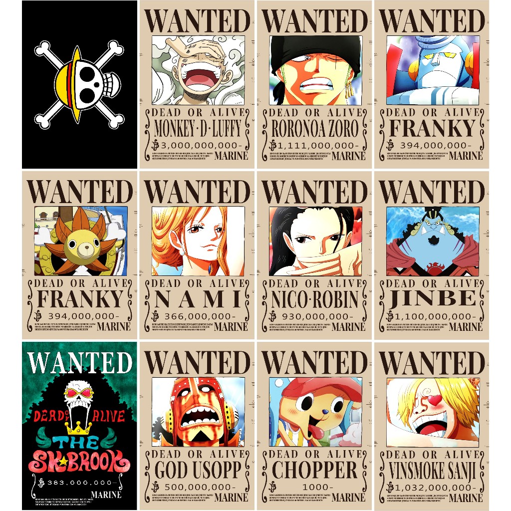 Anime One Piece Wanted Order Pirate regiment/Supernova 42X28.5cm 11 ...